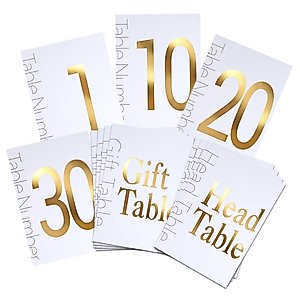 ElegaAura 32 Pcs Wedding Table Numbers, Gold Table Numbers for Wedding Reception, Double Sided Foil Number Cards 1-30 + Head & Gift Table, 4x6 in Table Signs for Restaurant, Baby Shower, Party, Event