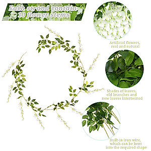 10 Packs Wisteria Artificial Flowers Garland,Total 63ft White Artificial Wisteria Vine Silk Hanging Flower Greenery for Home Garden Outdoor Ceremony Arch Floral Decor Decoration(White)