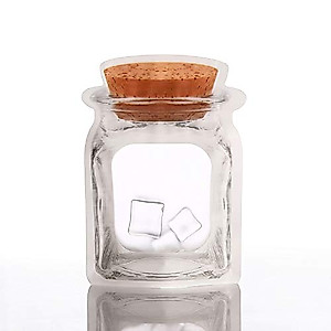 20Pcs Stand Up Clear Front Cork Mason Jar Pattern Zipper Bag Plastic Ziplock Pouch Portable Bottle Shape Food Preservation Smell Proof Packaging Pouches 7.8x5.5+2.7in (20x14+7cm)