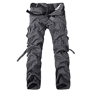 AKARMY Men's Casual Pants, Outdoor Streetwear Techwear Pants, Cargo Pants with Multi-Pocket K03 Gray