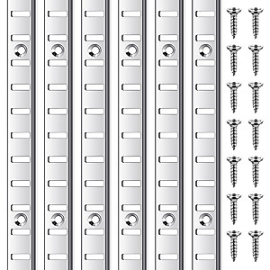 Yaocom 6 Pcs 36 Inch Shelf Pilaster Metal Mortise Mount Pilaster Strip Adjustable Shelf Standards for Wall Shelving System Closet Organization Storage, Silver (Silver)