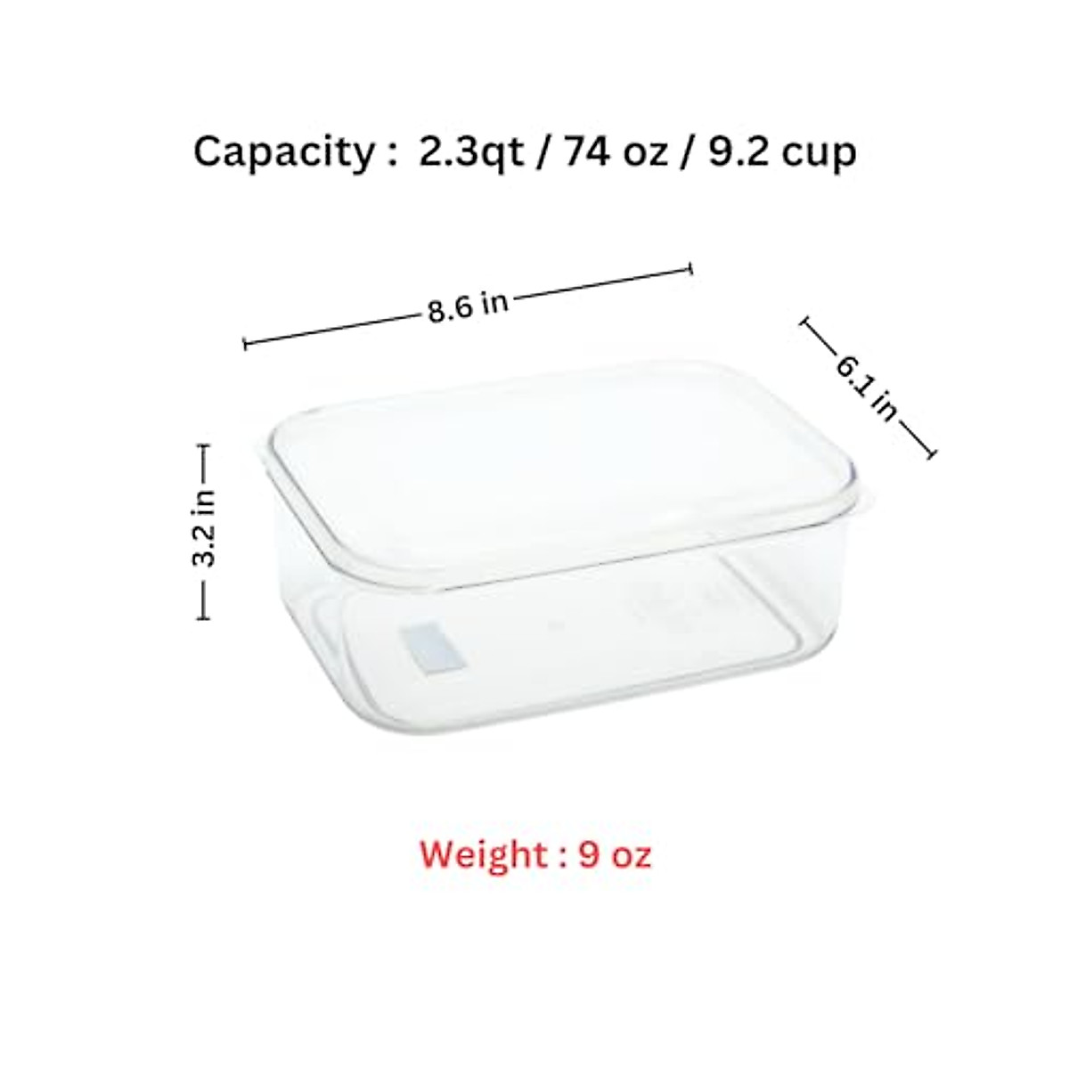 (Set of 3) Micro Clear 2.3 qt Kitchen Pantry Food Storage Container Set with Lid, Shatterproof, BPA Free, Dishwasher, Microwave Safe Canister, Fridge Refrigerator Organizer, Made in Japan