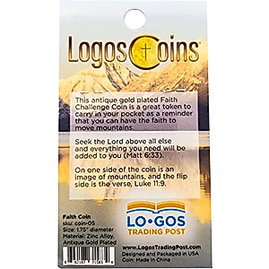Faith Can Move Mountains Challenge Coin, Antique Gold-Color Plated, Ask and It Shall Be Given to You Coin