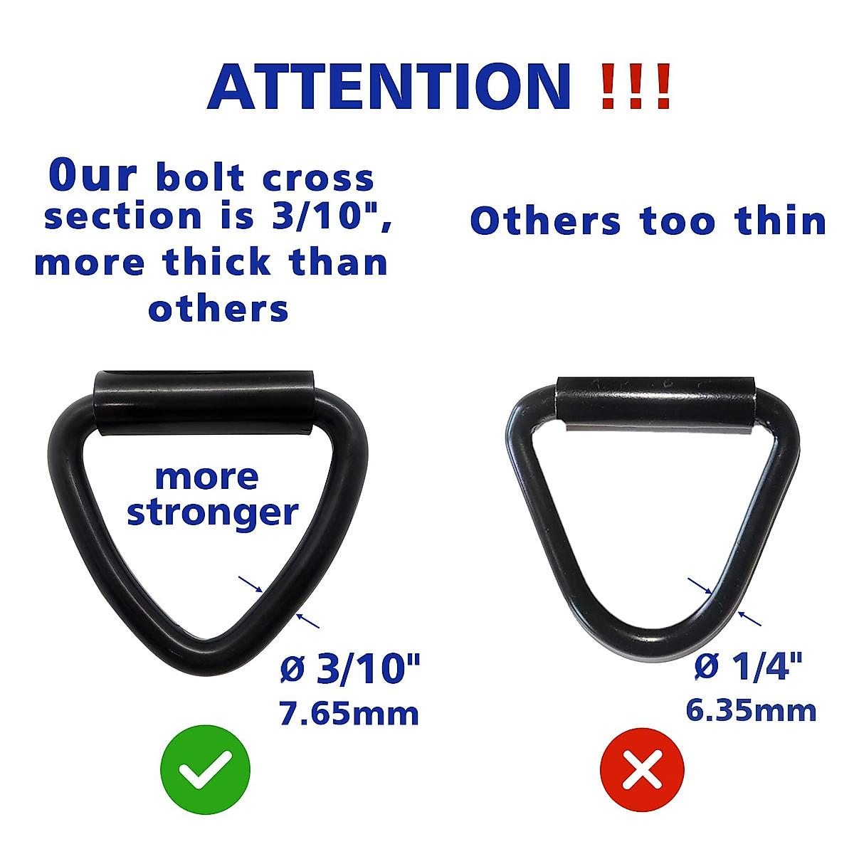 BUSY-CORNER Tie Down Anchors for Trailer, Warehouse, Boat, 10 PCS of Heavy Duty Steel V Ring Bolts, Pickups Truck Accessories(Black)