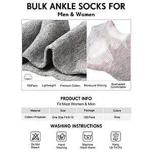 Tarpop 150 Pairs Men Quarter Ankle Socks Bulk Socks Athletic Moisture Wicking Socks Casual Sports Socks Pack (Gray)