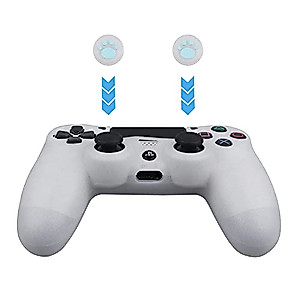 Ralan Controller Skin for PS4 Slim/Pro - Glitter Anti-Slip Silicone Cover - Compatible with PS4 Wireless/Wired Gamepad - 4 Cat Paw Thumb Grip Caps & Black Pro Thumb Grip x 8