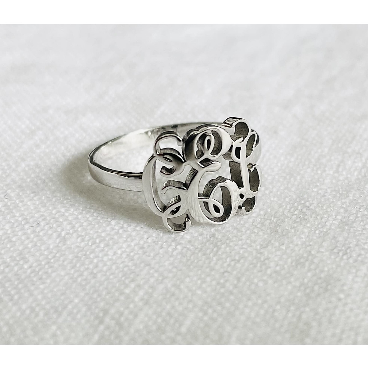 10KY Polished Monogram Ring