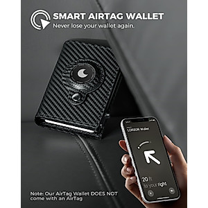 LORZOR Mens Wallet for Apple AirTag - Minimalist Pop up Smart Wallet for Men, Slim RFID, Carbon Fiber Modern Mens Wallet (AirTag Not Included)