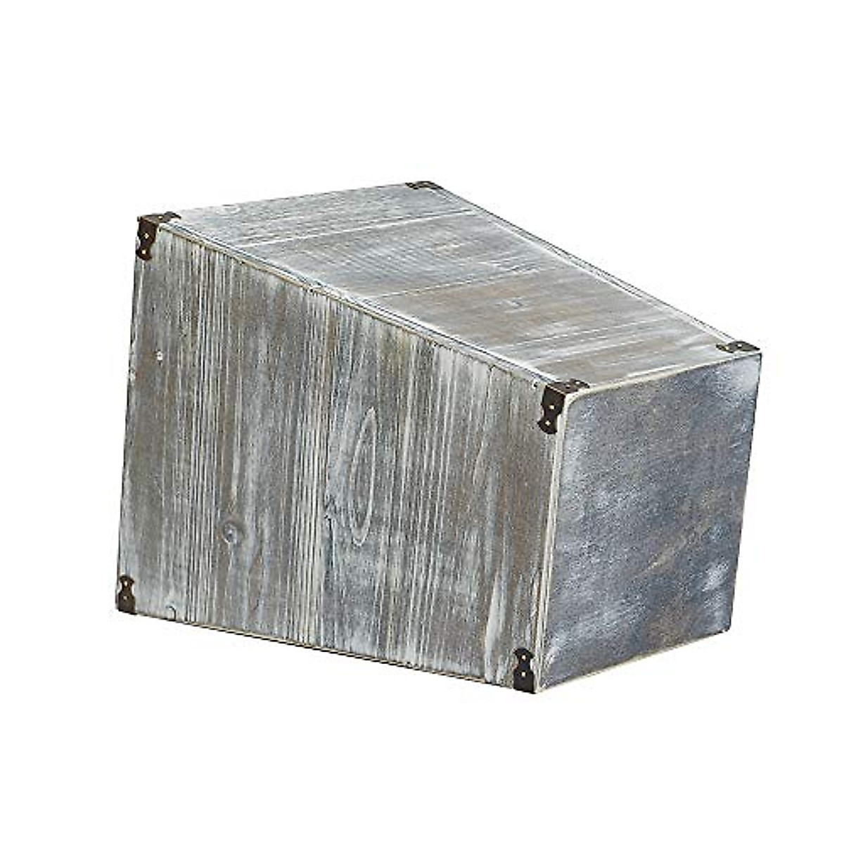 VERGOODR Gray Farmhouse Style Torched Wood Square Waste Bin with Decorative Metal Brackets Trash Can for Bedroom,Living Room, Bathroom & Office