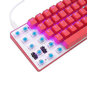 IEMUDJ CQ63 Mechanical Keyboard, Wired Bluetooth Gaming Keyboard, Outem Blue Switch, RGB Backlit, Bluetooth 5.0, Compact 63 Keys, for Desktop, Laptop, Mac, Tablet, Smartphone, Gaming and Office