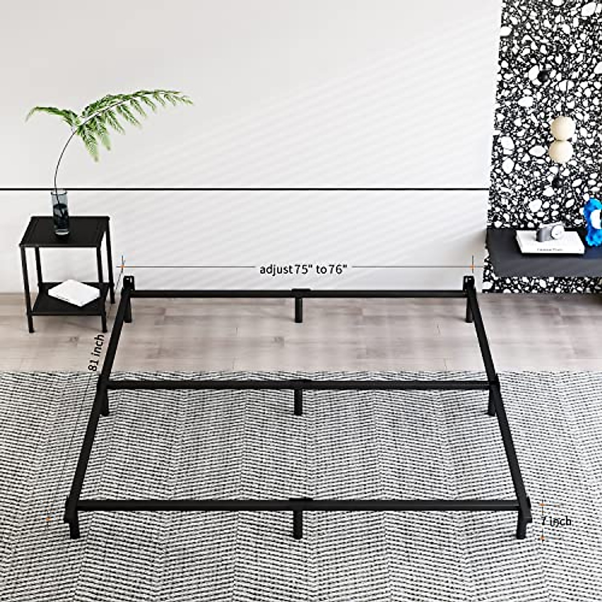 Hafenpo Metal Sturdy Platform Heavy Duty Non-Slip, Black King Bed Frame 9 Leg Support Easy to Assemble Suitable for Any Space King Size