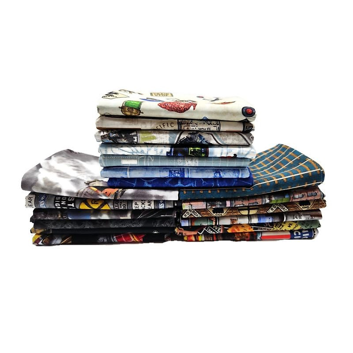 10 Fat Quarters Assorted Trains Locomotive Engine Railway Railroads Tracks Trains Signs Express Engineer Transportation Fat Quarter Bundle M491.04