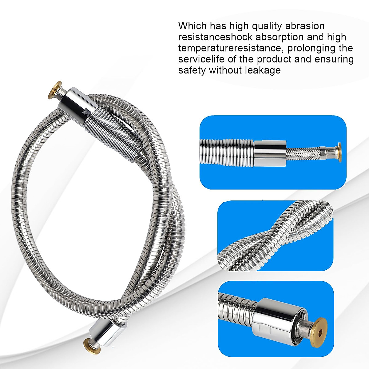 Replacement B-0044-H Commercial Sink Sprayer Hose for T&S Brass, 44 inch Stainless Steel Flexible Pre-Rinse Hose with Heat Resistant Gray Handle Commercial Kitchen Sink Faucet Dish Spray Part