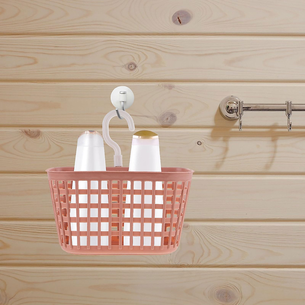 Cabilock Plastic Shower Rotatable Storage Hook Holder,rotatable Sponge Dish Supplies Toy Accessories Basket,for Scrubber Candy Pink Basket Rack Bathroom Hanging with Bath Tote Cosmetics