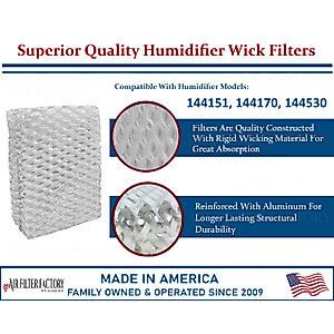 Air Filter Factory Replacement For 144151, 144170, 144530, HDC12, HDC-12, 15414, 15420 Kenmore Wick Humidifier Filter 4-Pack