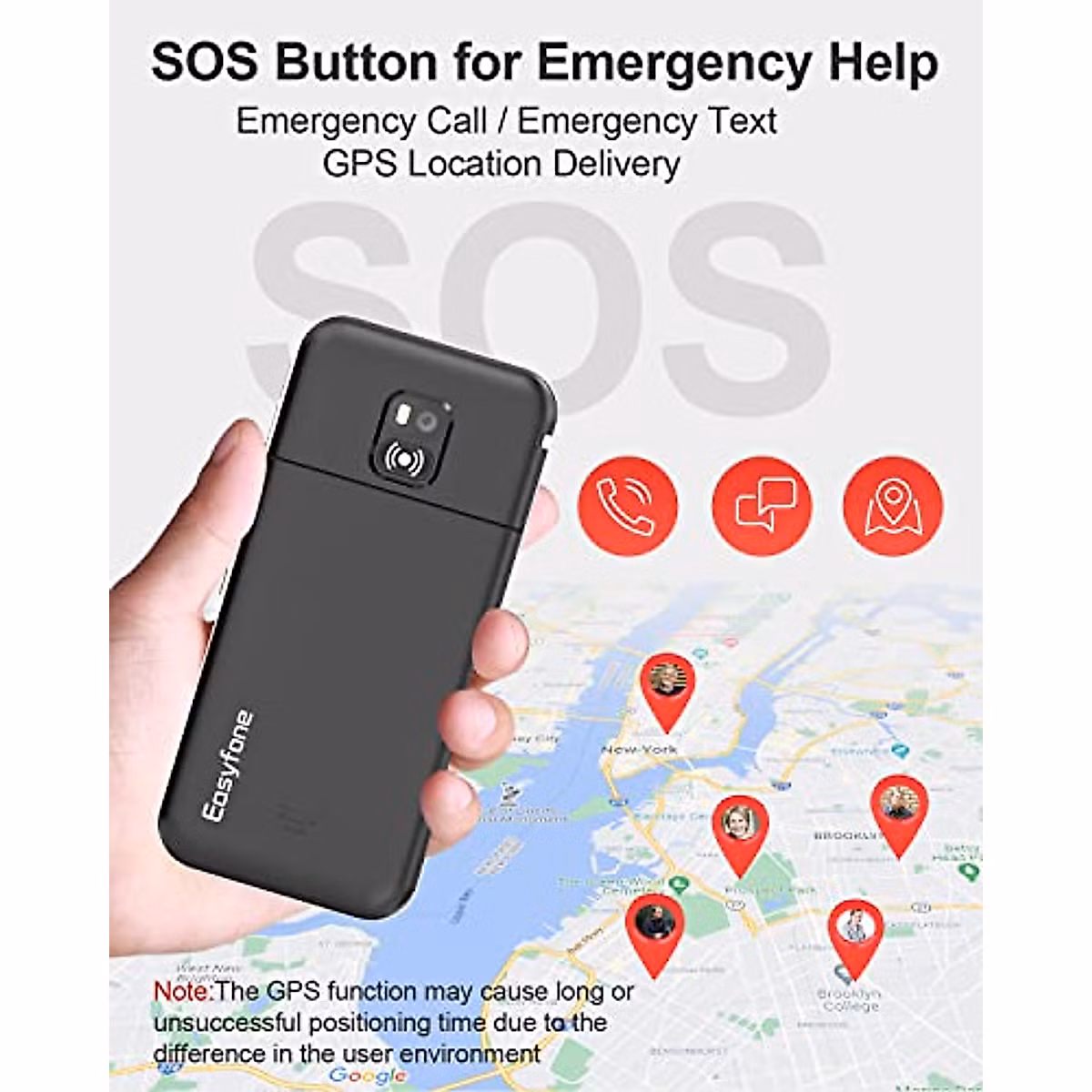 Easyfone T100 4G Unlocked Feature Cell Phone for Seniors | Easy-to-use | Clear Sound | Big Buttons | 2.0'' HD Display | SOS w/GPS | SIM Card & Flexible Data Plans | 1500Mah Battery and Charging Dock