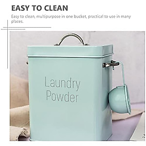 Cabilock Flour Holder Laundry Container Farmhouse Laundry Storage Tin Box Pet Food Container Rice Bucket Grain Dispenser with Scoop for Home Laundry Room Decor Pooper Scooper Metal