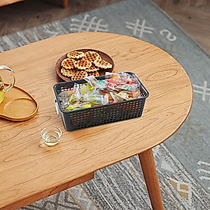 Obstnny 12 Packs Mini Plastic Useful Basket, Desktop Storage Basket Bin, Gray