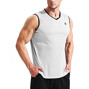 NELEUS Men's 3 Pack Running Tank Tops V Neck Sleeveless Athletic Shirts,5122,Black/Grey/White,S
