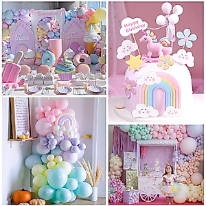 Slmeno Pastel Balloons 219Pcs Pastel Balloon Garland Kit Different Sizes 18 10 5 Inch Pastel Rainbow Balloons Daisy Balloons, First Birthday Decorations for Girl Baby Shower Party Balloons Arch Kit