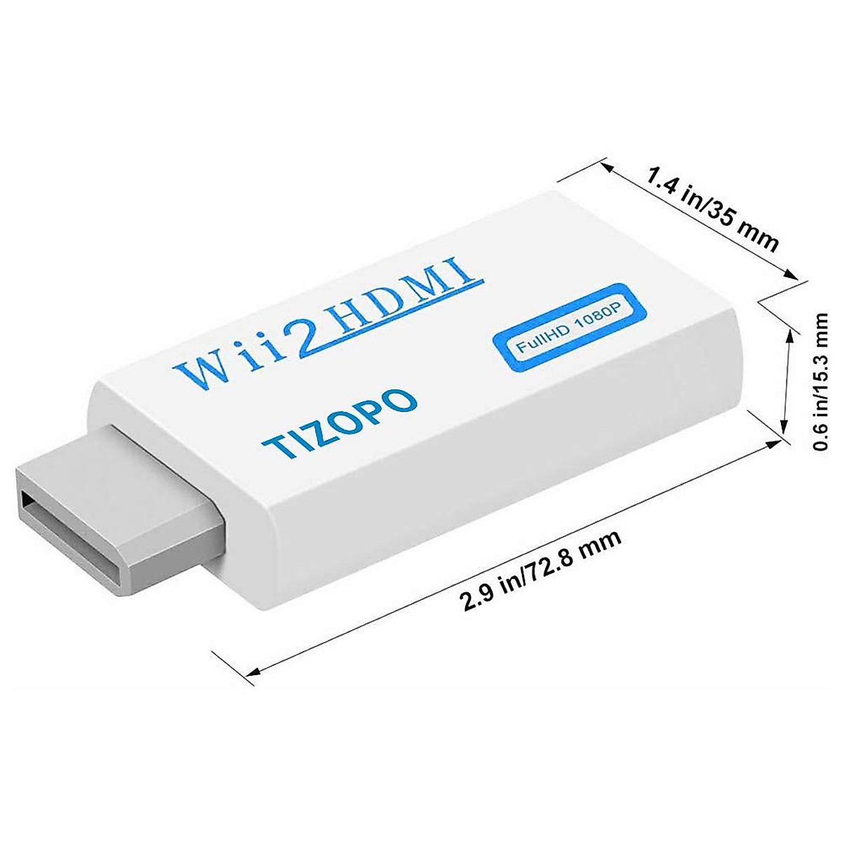 TIZOPO Wii to HDMI Converter, Wii HDMI Adapter 1080P Output Video Audio with 5ft High Speed HDMI Cable&3.5mm Audio Jack, Compatible with Full HD Devic, Supports All Wii Display Modes 720P, NTSC