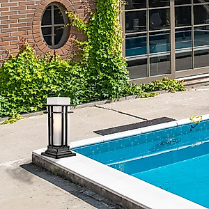 Antique House Outdoor Post Lights Hard Wired 1 Pack 6.1 Inch Lamp Post Lights Outdoor Waterproof Modern Outdoor Light Post for Yard Aluminum and Frosted Glass