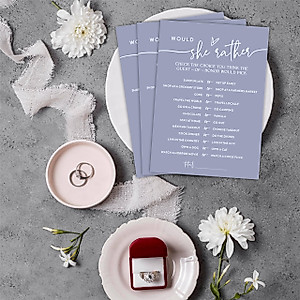 YKYENR Would She Rather Game Cards For Bridal Shower(30 Pcs), Minimalism Pale Purple Wedding Party Game Cards, Mr & Mrs, Engagement Party, Bridal Shower Party Games & Activities - C02