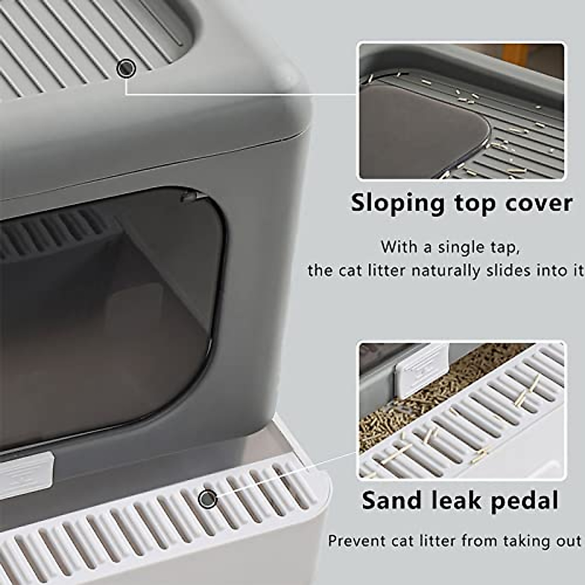Large Foldable Cat Litter Box, Top Entry Cat Litter Box with Cat Litter Scoop and Filter Cotton, Closed Smell Proof Anti-Splashing,Drawer Structure Kitty Litter Box,