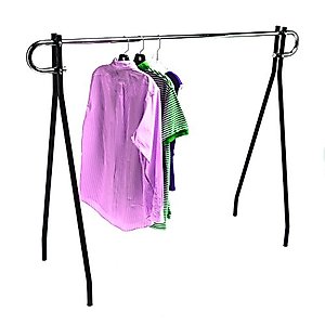 Only Hangers - Economy Single Rail Garment Rack - Low Cost Single Bar Black Beauty Clothing Rack Display Fixture - 54" Height x 60" Length