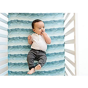 Copper Pearl Premium Knit Baby Crib Sheets for Boys and Girls Breathable and Soft, Fitted Crib Sheets for Standard Baby Mattresses, Crib Sheet for Baby Registry or Shower Gift, Waves