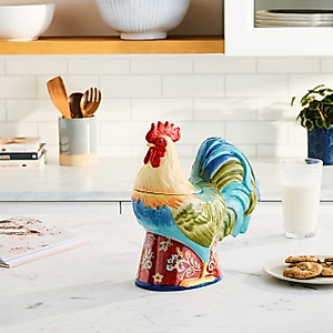 Certified International Morning Bloom 3-D Rooster Cookie Jar, 64 oz, Multicolored