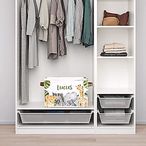 Deven Jungle Animal Forest Personalized Large Storage Baskets for Organizing Shelves with Handle,Closet Decorative Storage Bins for Bathroom,Nursery,Home 1 Pack