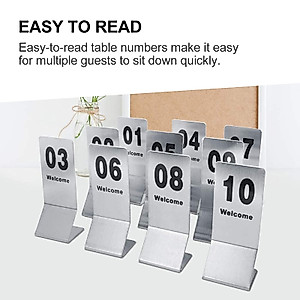 Standing Table Number Cards 1-25 1-50 Place Cards, Stainless Steel Restaurant Weddings Table Numbers Holder With Double-Side Black Numbers, Elegant Tabletop Decorations
