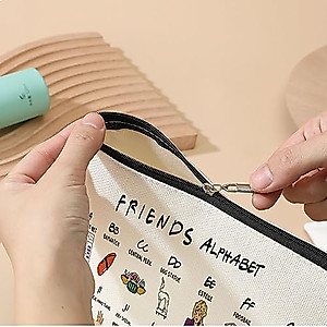 Funny Friend Alphabet Cosmetic Bag Friend Fans Inspired Gift TV Show Merchandise Makeup Bag Friendship Gifts for Women Friends Teen Girls Her Female BFF Bestie Birthday Christmas Gifts for Women