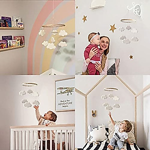 Baby Mobile for Crib - Boho Crib Mobile - Felt Cloud Mobile - Gender Neutral Baby Mobile - Boho Nursery Decor - Crib Mobile for Girls, Boys - Mobile for Bassinet, Pack N Play - Cloud