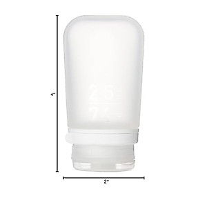 humangear GoToob+ (Medium) | Refillable Silicone Travel Bottle | Locking Lid | Food-Safe Material | Clear, Medium (2.5 fl.oz.; 74ml)