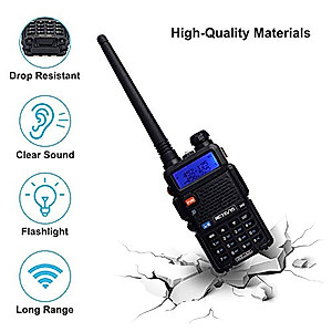 Retevis RT-5R Dual Band Two Way Radios Long Range, High Power 128CH 2 Way Radio, Flashlight 1400mAh Walkie Talkies for Adults with Earpiece (6 Pack)