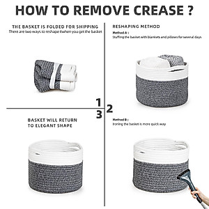 Small Baskets, Cotton Rope Woven Basket, Cute Mini Storage Baskets, Decorative Boho Basket for Nursery Living Room Bedroom, Dark Grey