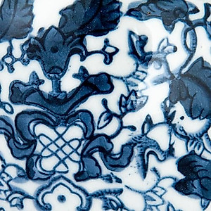 Creative Co-Op Blue & White Ceramic Ginger Jar with Lid