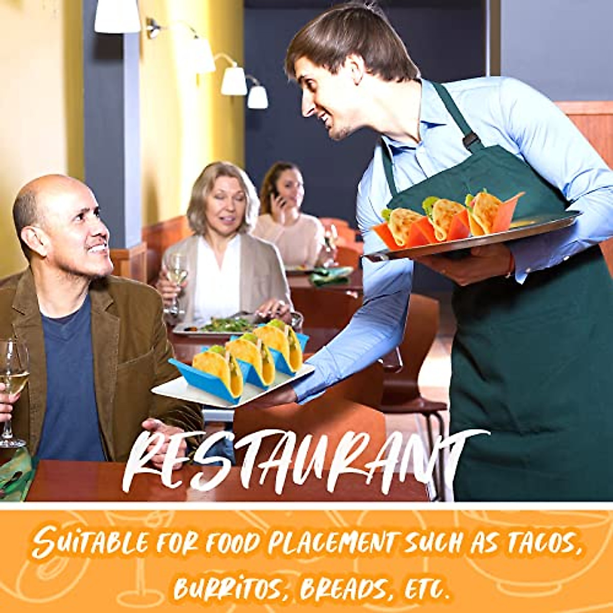 Nuogo 30 Pcs Colorful Disposable Taco Holder For Party Plastic Bulk Taco Stand Large Taco Tray Plates Hold 2 or 3 Tacos Each Rack Server for Party Dishwasher Microwave Safe