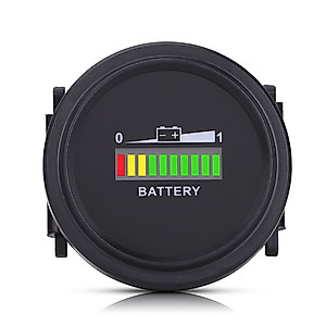 Battery Indicator Cart LED Digital Battery Gauge 12V 24V 36V 48V 72V Round Voltage Meter Charge Status Monitor Controller Tester for Car Boat Marine Tractor Motorcycle Truck