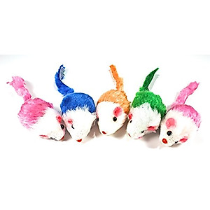 Play Fur Mice Cat Toys – Mixed Bag of 10 Play Mice with Rattling Sounds – 4 Color Variety Pack of Catnip Toy