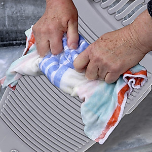 Housoutil Anti- Slip Washboard plastic washboard, non slip wash board for hand washing cloths, hand washing board hand washing clothes tool for small clothing underwear (s, grey) Small Wash Basin