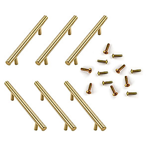 6 Pieces Gold Tray Handles for Resin Tray Molds, Stainless Steel Handles with Screw Sets for Silicone Serving Tray Mold, for Kitchen Cabinet Drawer Pull Handles, 5.9 Inch