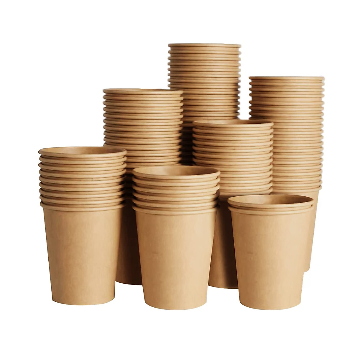 SIUQ 400 Pack 8 oz Kraft Paper Cups, Unbleached Disposable Paper Coffee Cups, Thickened Hot/Cold Beverage Drinking Cup for Party, Home, Cafes, Bistros, Businesses (Brown)