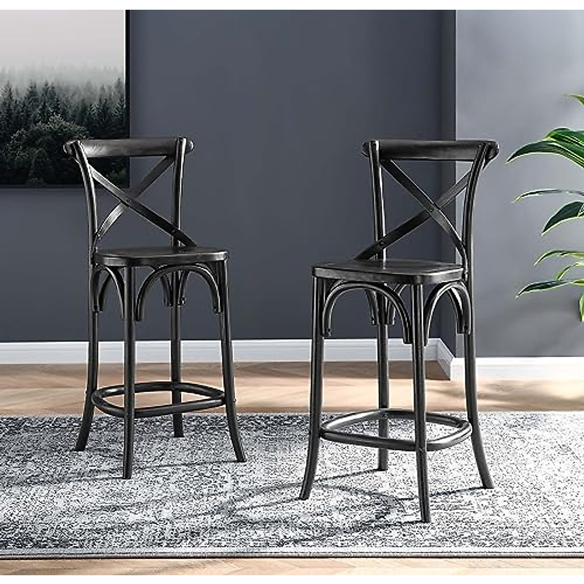 Modway Gear Counter Stool in Black