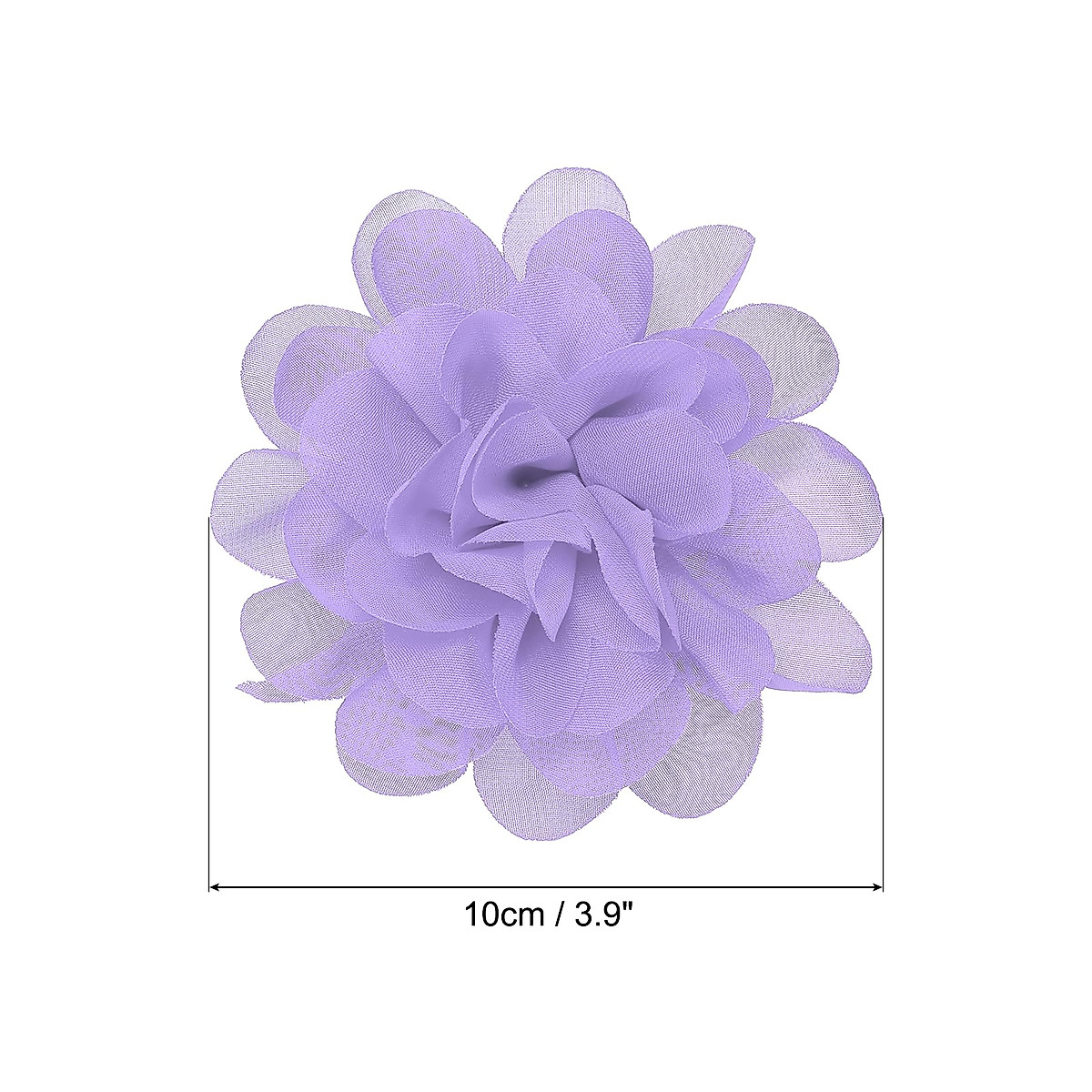 PATIKIL 3.9" Chiffon Flowers, 10 Pcs Mesh Fabric Flowers Sewing Fabric Appliques Headband Embellishments for DIY Craft Wedding Decor, Lavender