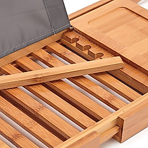 HANKEY Bamboo Bathtub Caddy Tray (Extendable) Luxury Spa Organizer with Folding Sides | Natural, Ecofriendly Wood | Integrated Tablet, Smartphone, Wine, Book Holders
