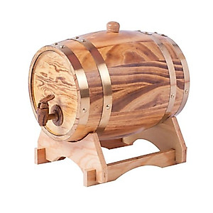 1.5L Oak Aging Barrels Whiskey Barrel Dispenser Home Wine Bucket Whiskey Barrel for Wine, Spirits, Beer, and Liquor Light Yellow (with baked oak chips)