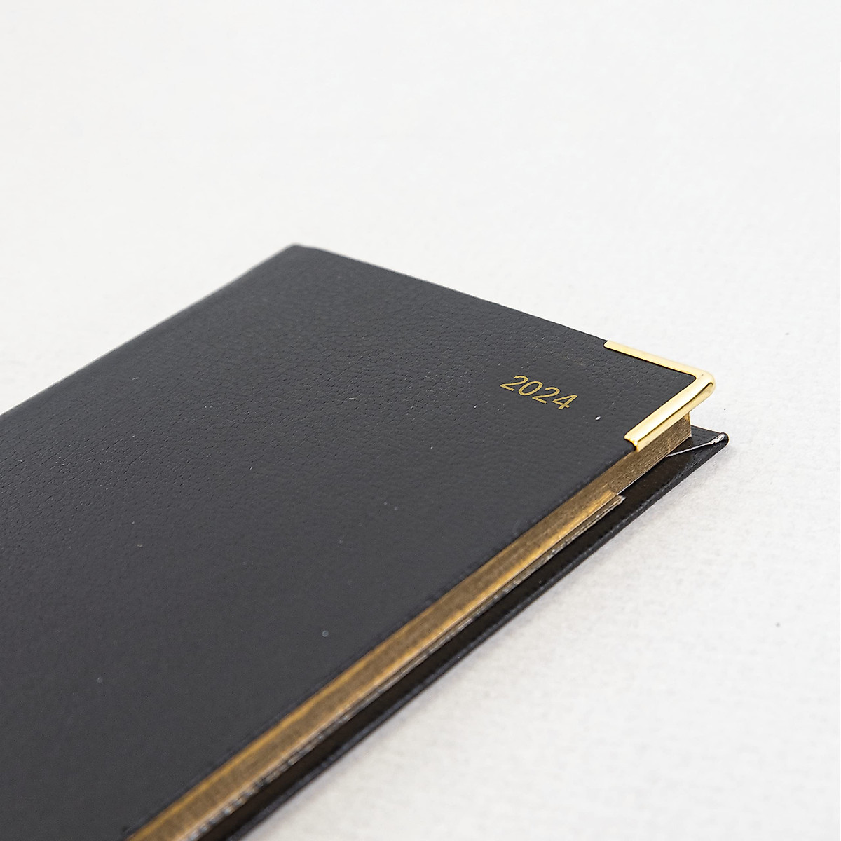 Letts of London Classic Weekly Planner, 12 Months, January to December, 2024, Gold Corners, Pocket Size, 4.25" x 2.75", Black (C32EBK-24)